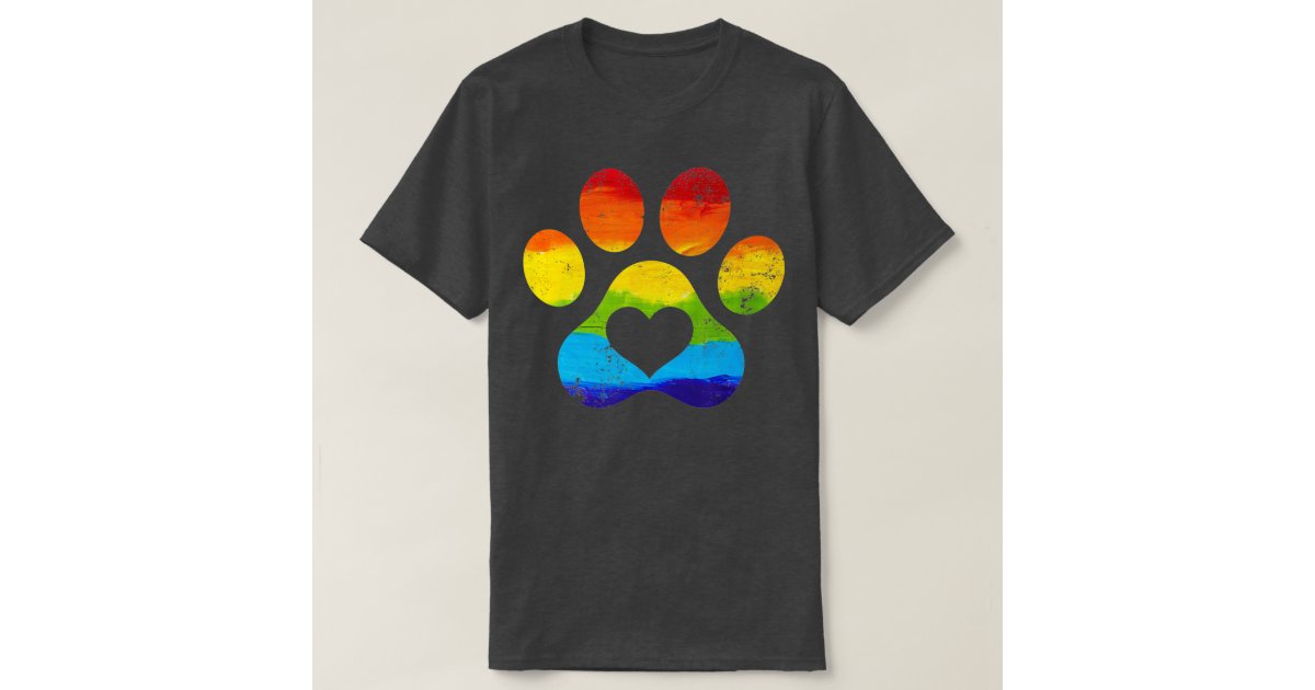 Rainbow Dog Paw Print Flag LGBTQ Gay Pride Month T-Shirt | Zazzle
