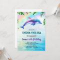 Rainbow dolphin birthday invitation | Zazzle