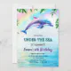 Rainbow dolphin birthday invitation | Zazzle