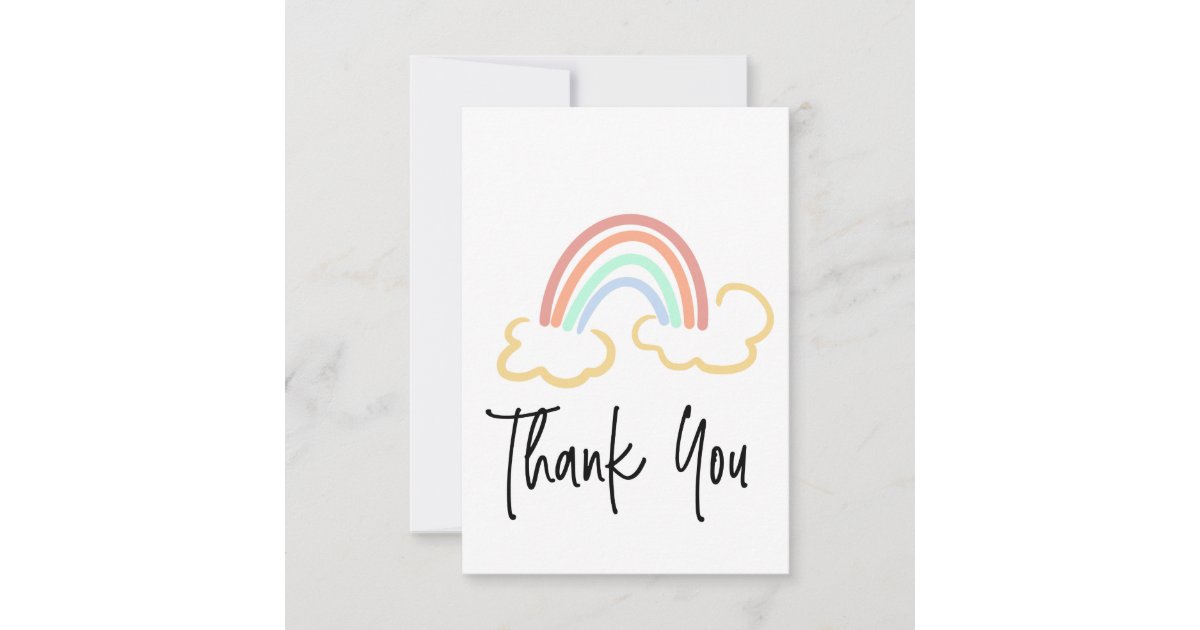 Rainbow Doodle Art Thank You Script Colorful Card | Zazzle