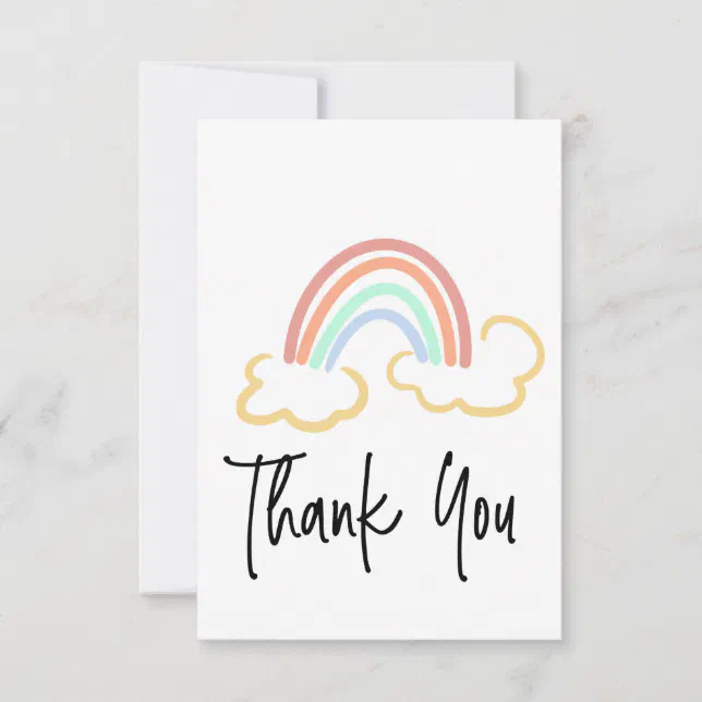 Rainbow Doodle Art Thank You Script Colorful Card | Zazzle