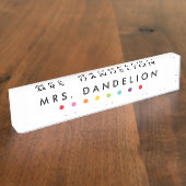 Rainbow Dots Teachers Acrylic Desk Name Plate | Zazzle