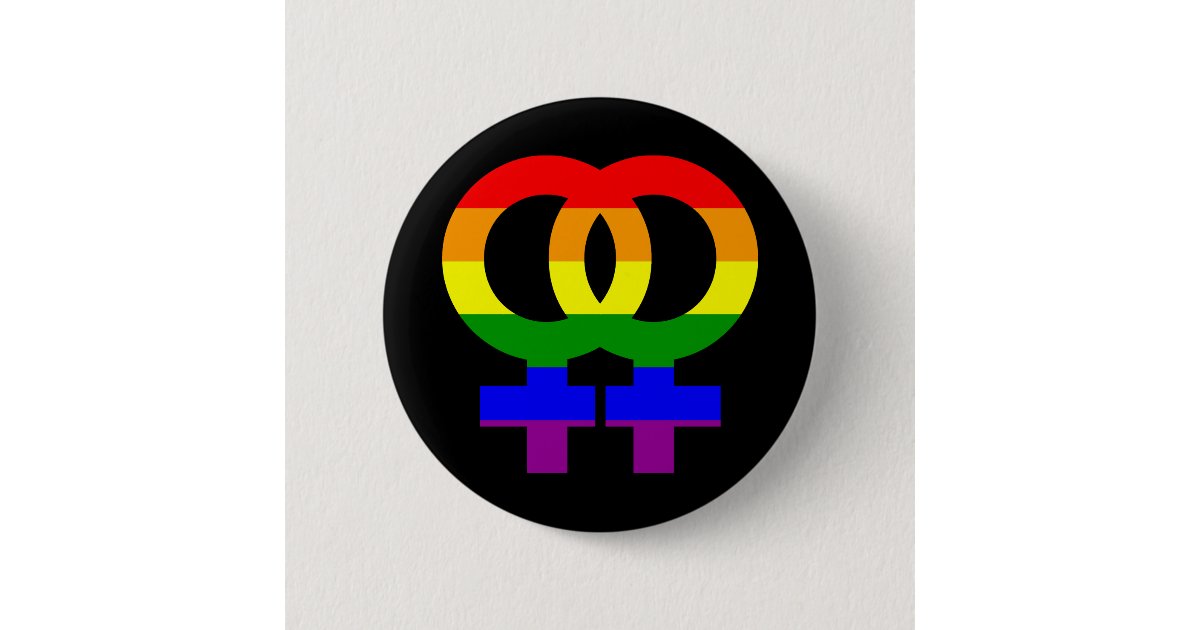 Rainbow Double Female Symbol Button | Zazzle