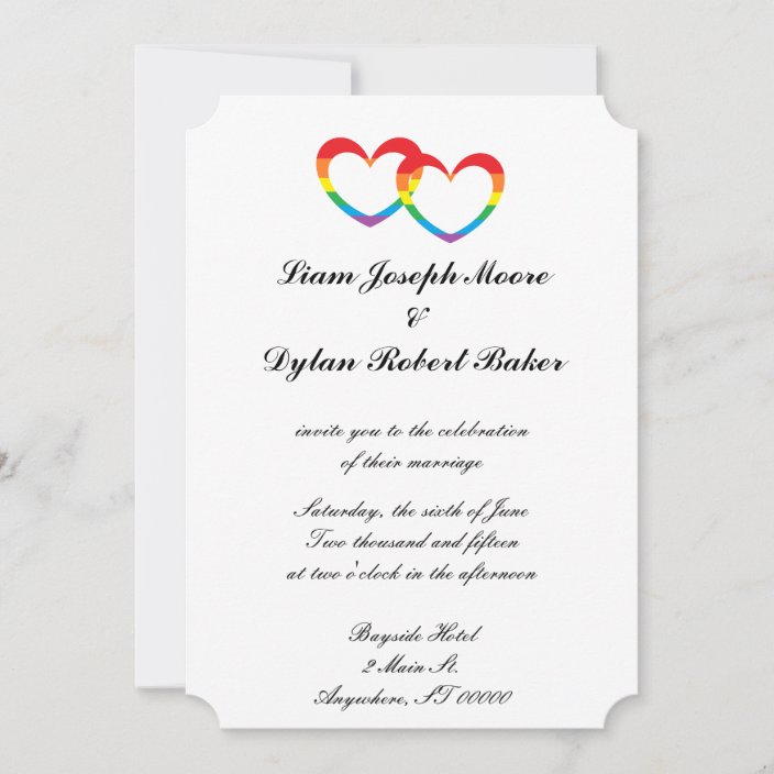 "Rainbow Double Hearts" Wedding Invitations | Zazzle.com