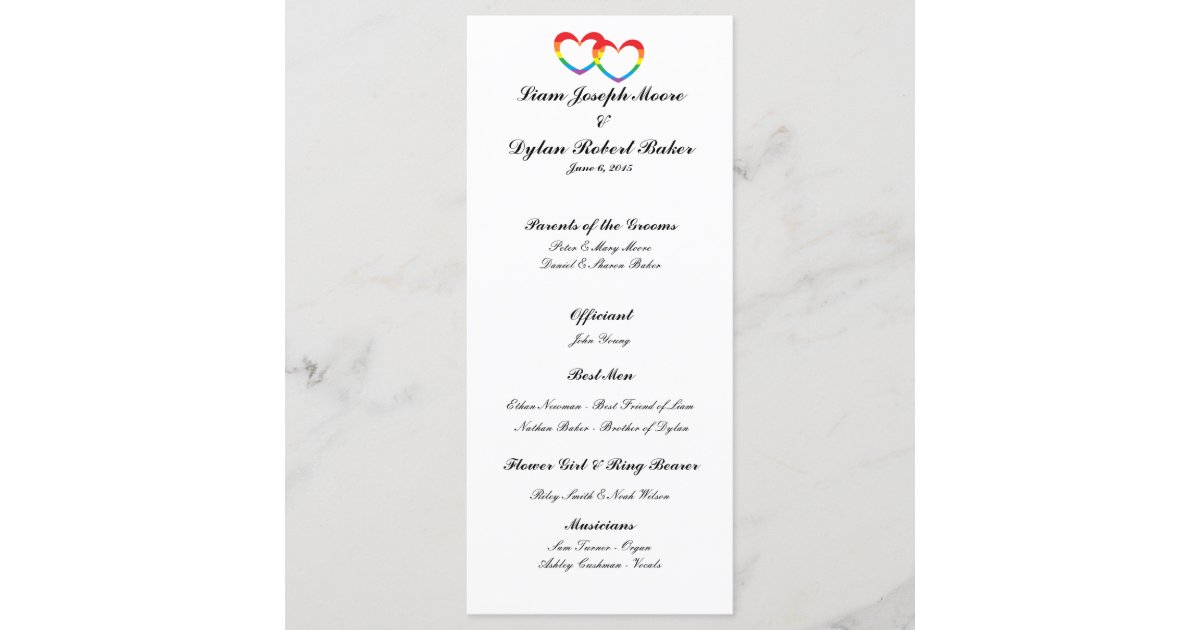"Rainbow Double Hearts" Wedding Program | Zazzle