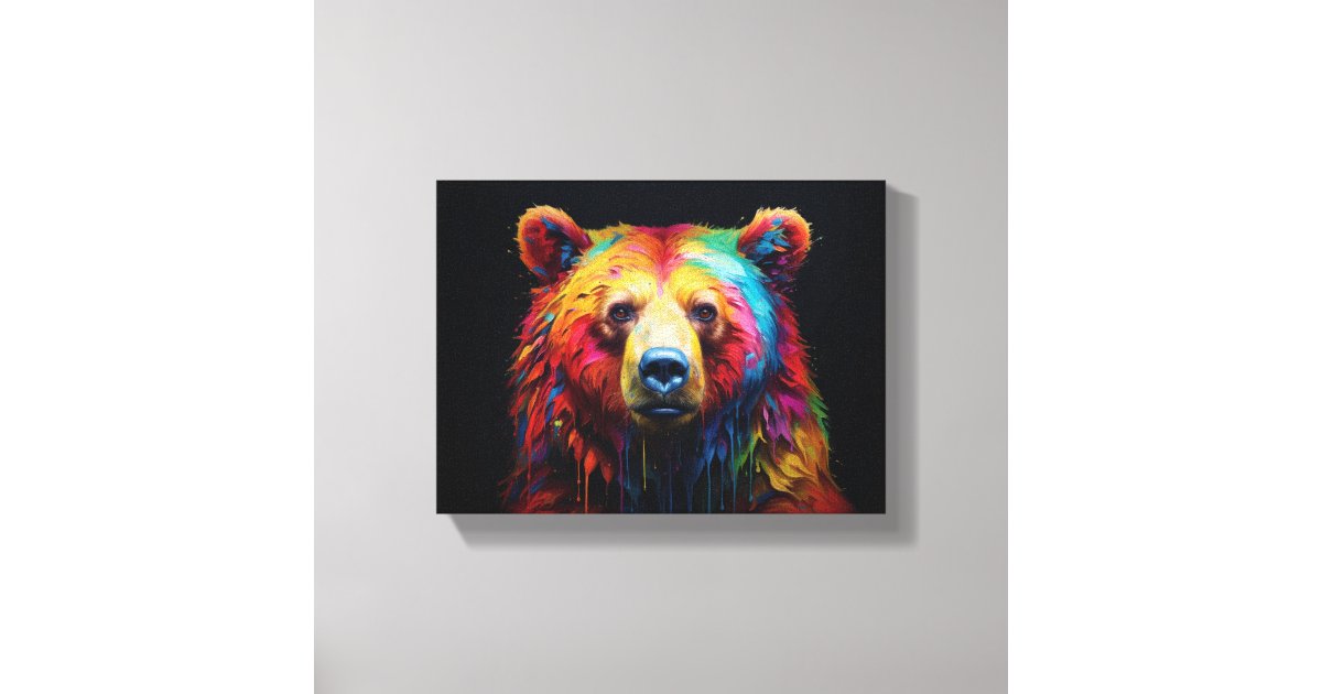 Rainbow Drip Bear Canvas Print | Zazzle