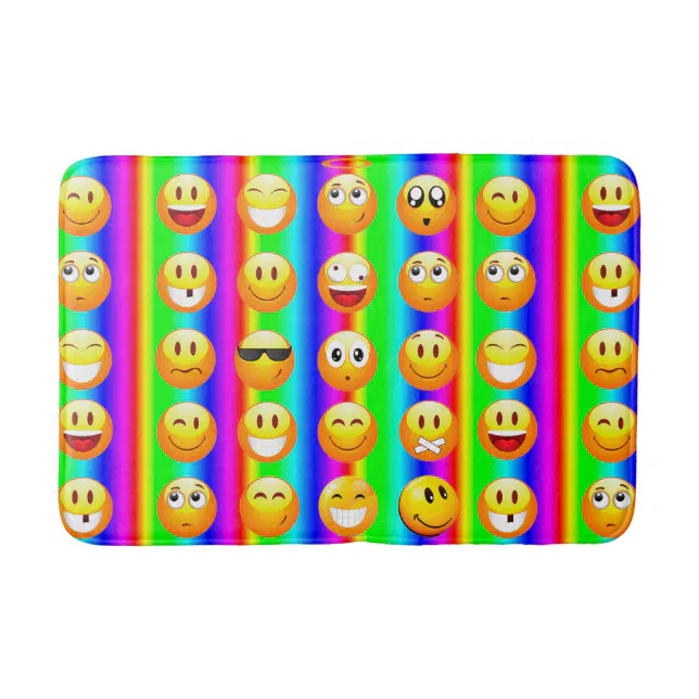 rainbow emoji bathroom bathmat bath mat | Zazzle