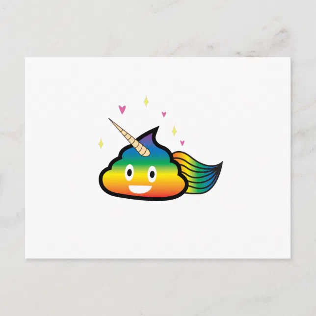 Rainbow Emoji Poop Cute Girl funny Birthday Party Postcard | Zazzle