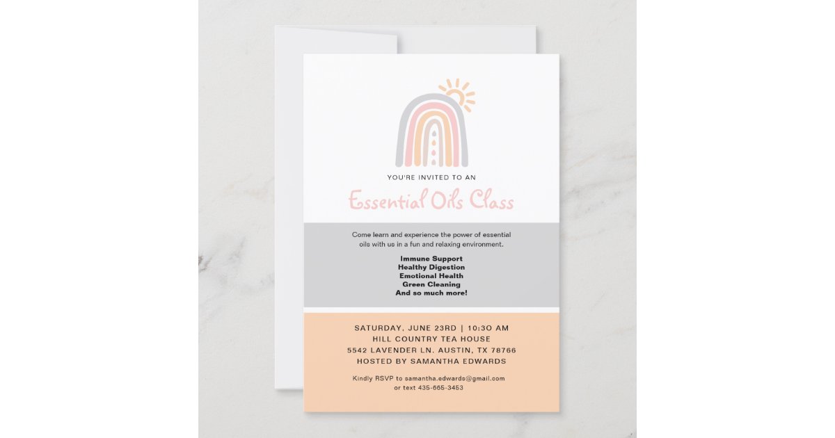 Rainbow Essential Oil Drops Class Invitation | Zazzle
