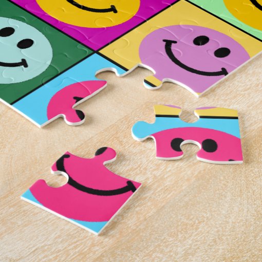 Rainbow face squares jigsaw puzzle | Zazzle