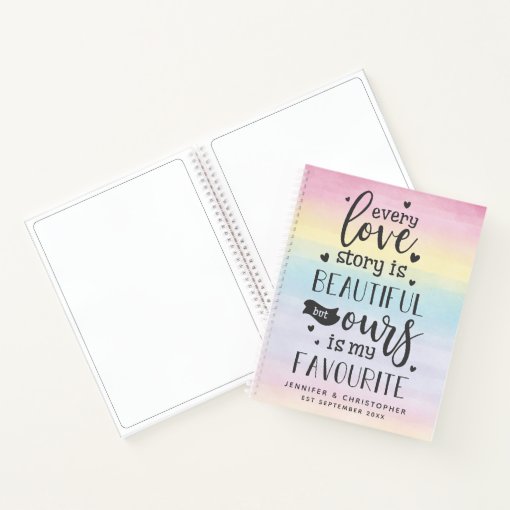 Rainbow Favorite Love Story Couple's Scrapbook Notebook | Zazzle