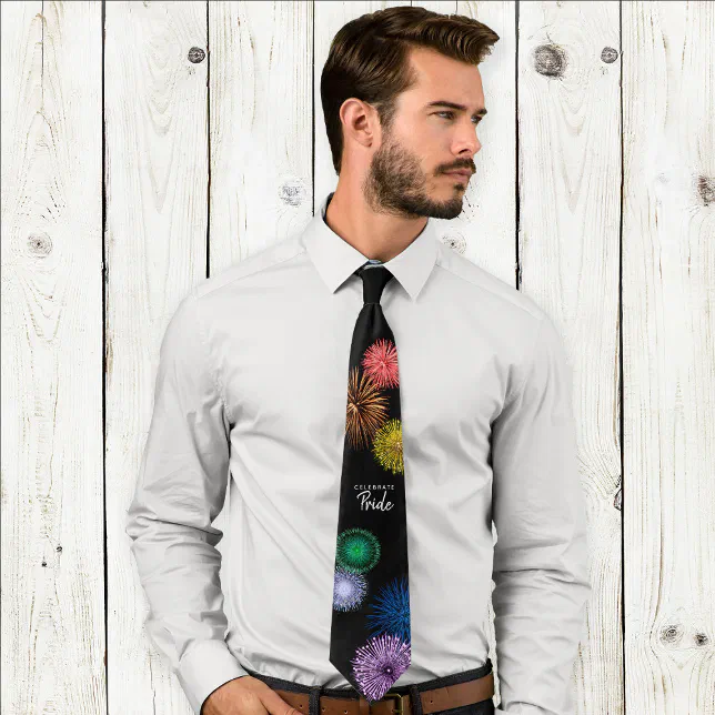 Rainbow Fireworks Celebrate Pride Month Neck Tie | Zazzle