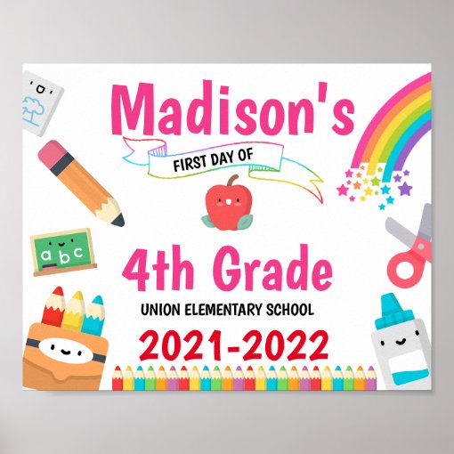 Rainbow First Day of School Sign | Zazzle