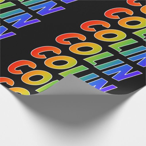 Rainbow First Name "COLIN"; Fun & Colorful Wrapping Paper | Zazzle