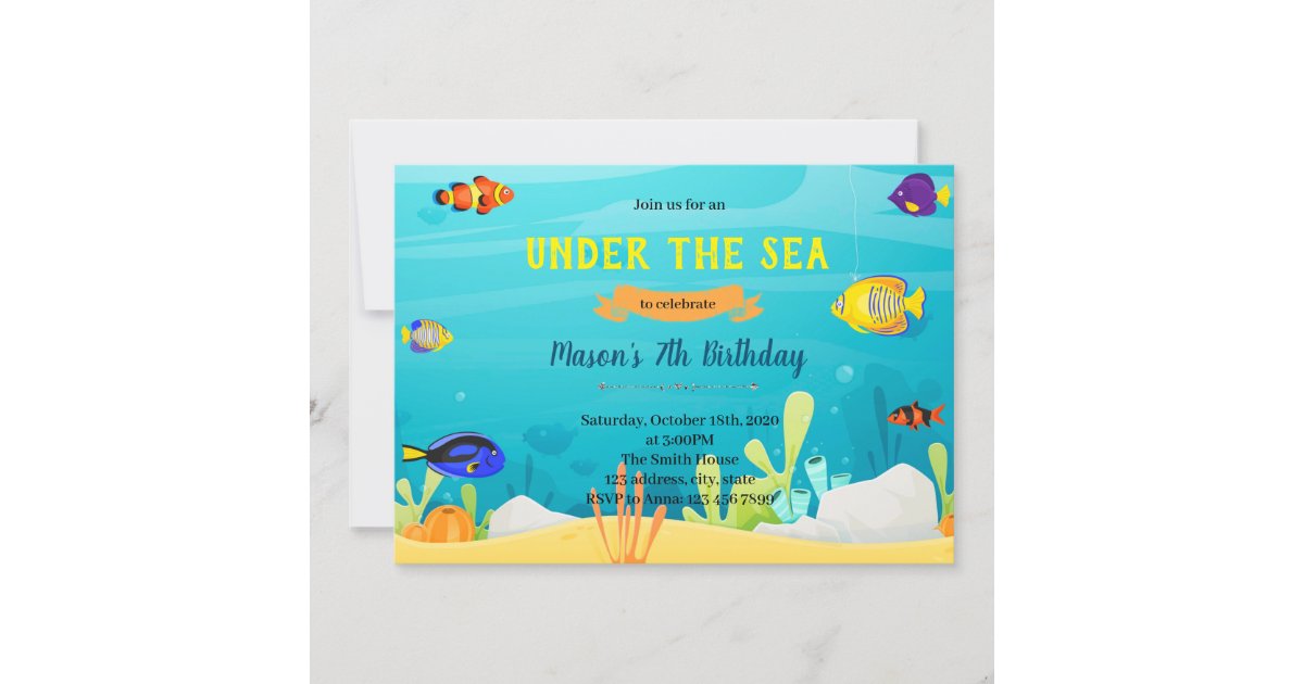 Rainbow fish birthday theme Invitation | Zazzle
