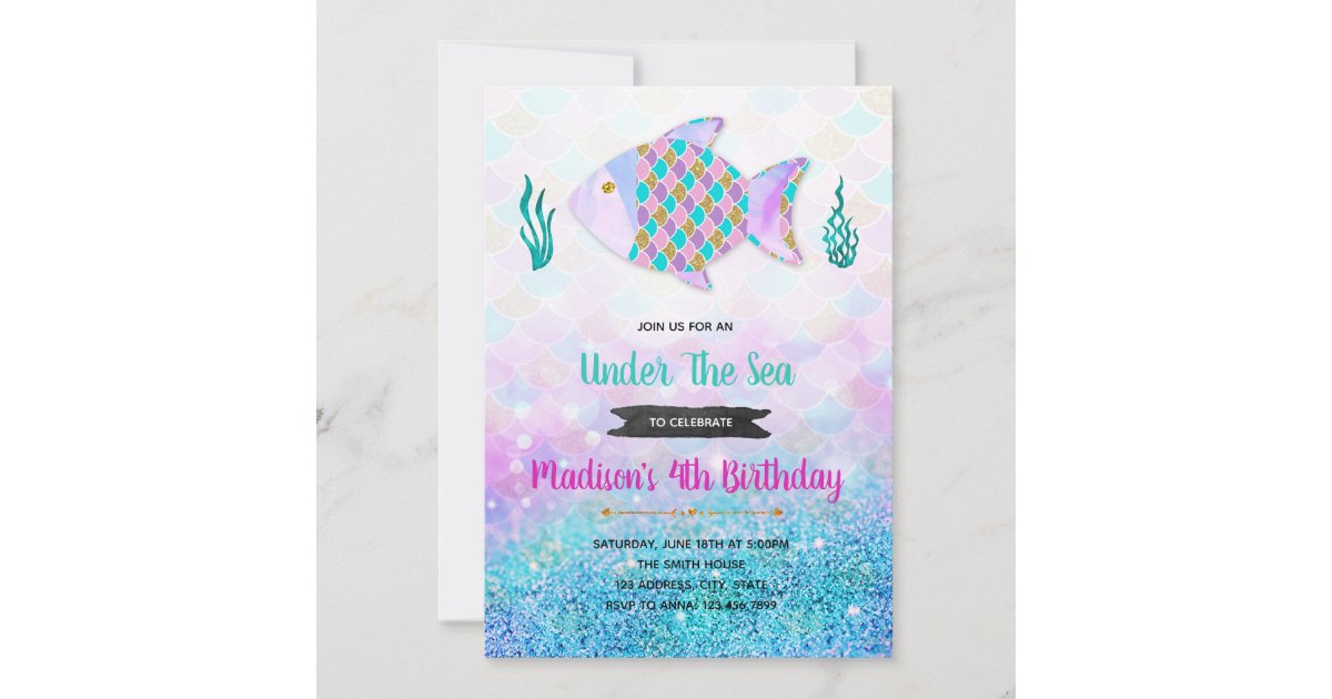Rainbow Fish party invitation | Zazzle