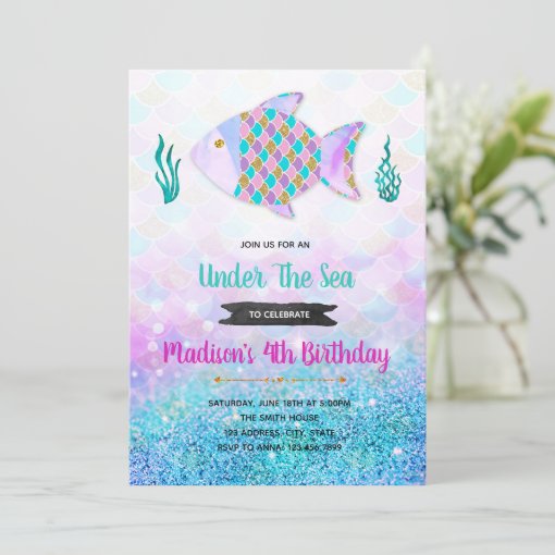 Rainbow Fish party invitation | Zazzle