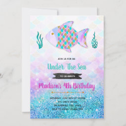 Rainbow Fish party invitation | Zazzle