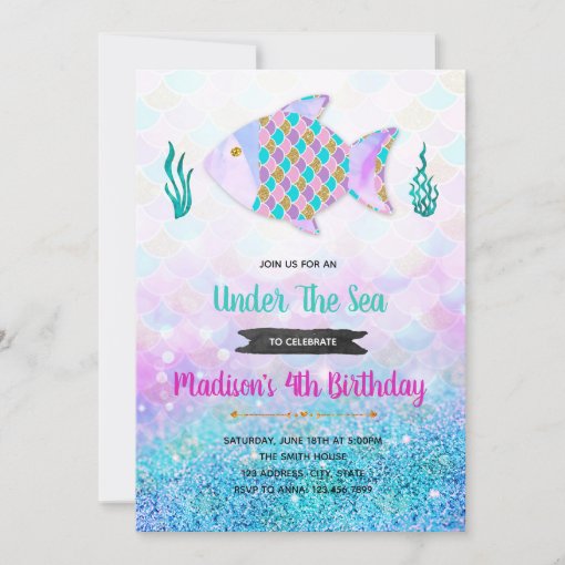 Rainbow Fish party invitation | Zazzle