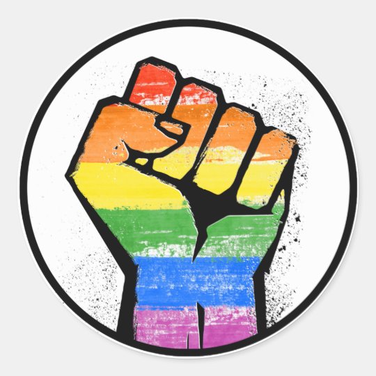 Rainbow Fist Classic Round Sticker | Zazzle.com