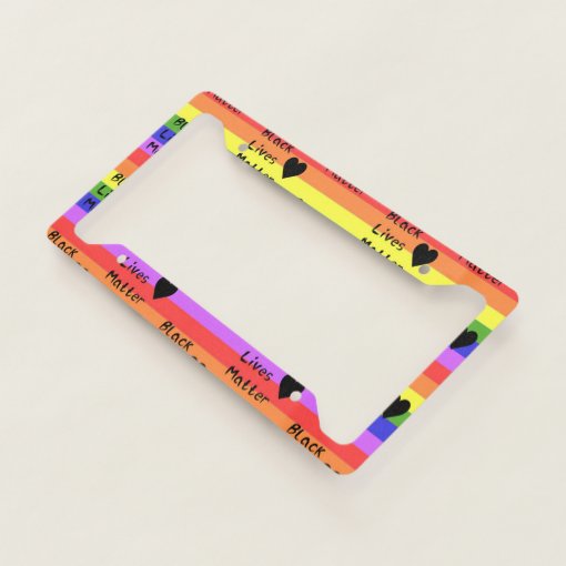 Rainbow Flag Black Lives Matter Text LGBTQ License Plate Frame | Zazzle