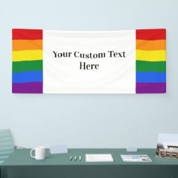 Rainbow Flag custom text banner | Zazzle