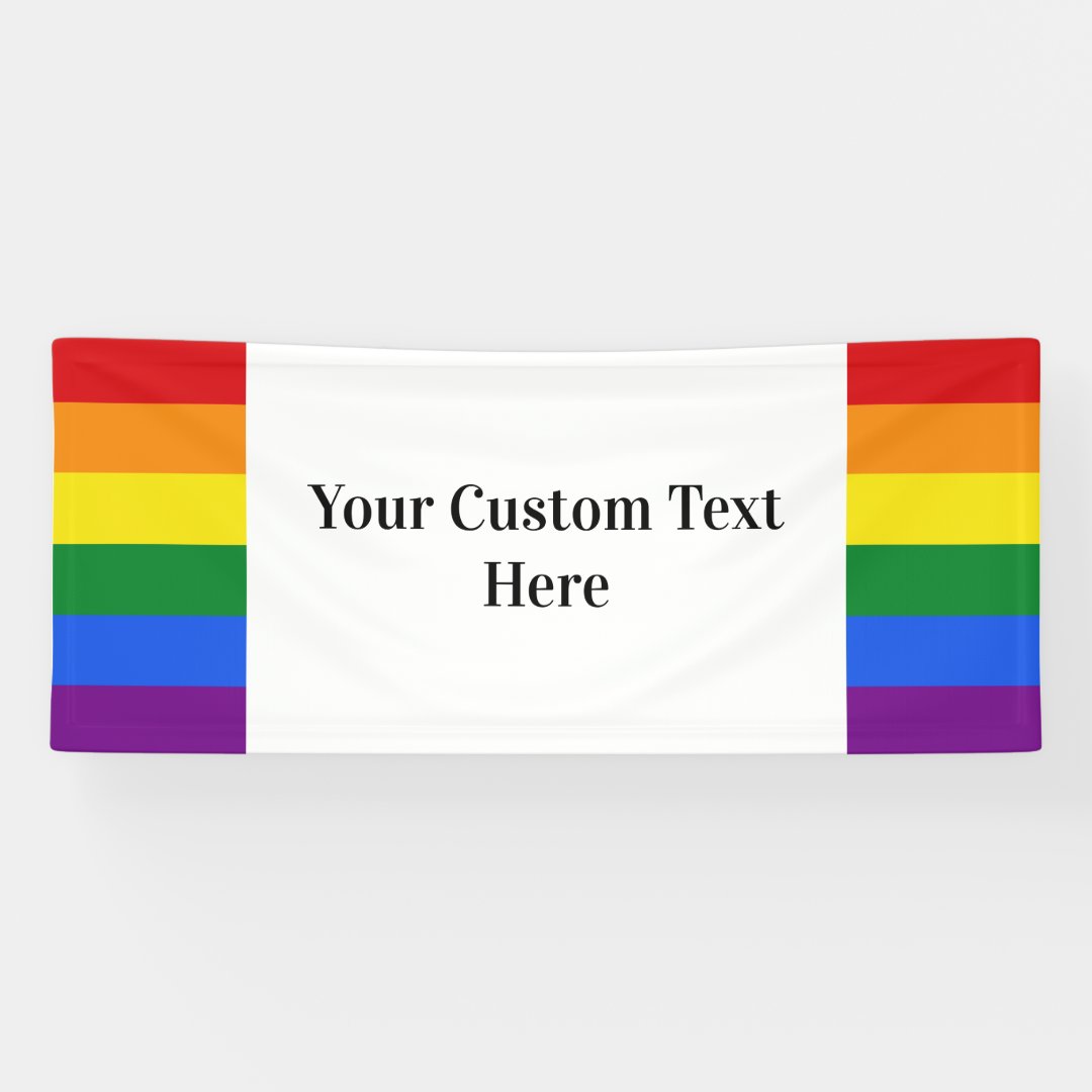 Rainbow Flag custom text banner | Zazzle