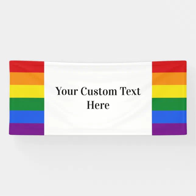 Rainbow Flag custom text banner | Zazzle