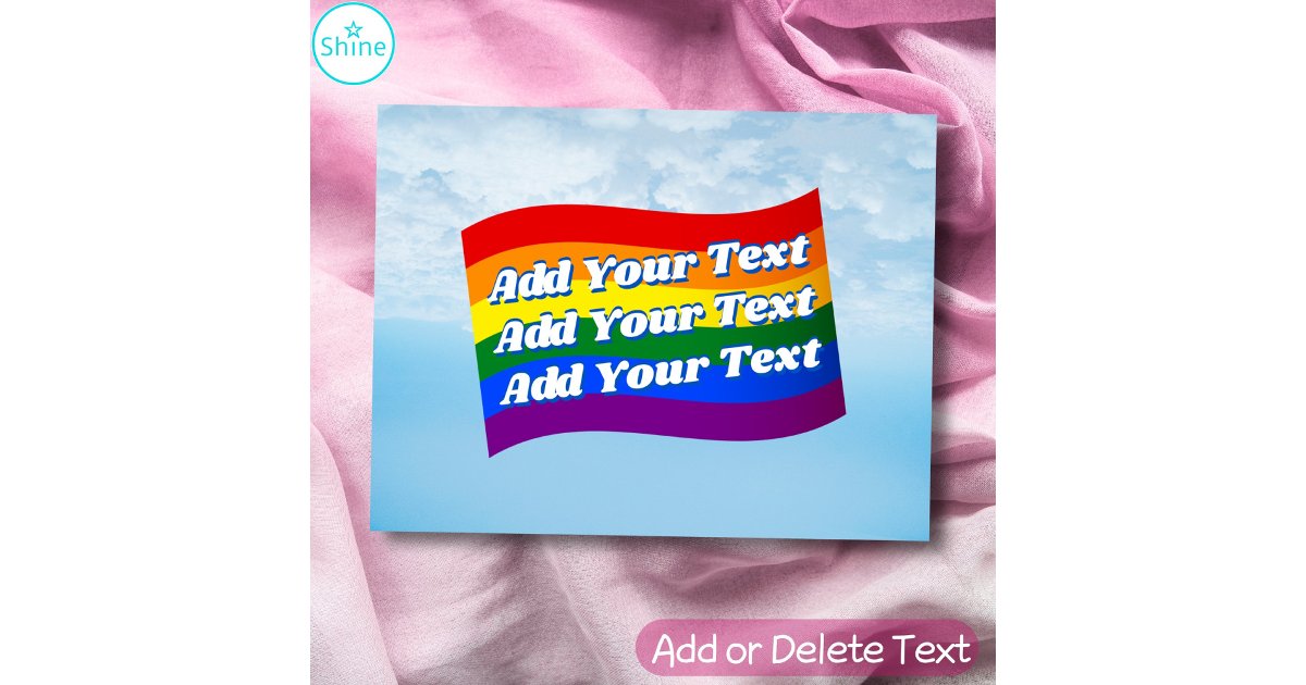 Rainbow Flag Gay Pride custom text up to 3 lines Postcard | Zazzle