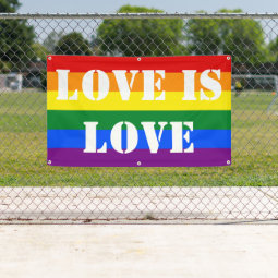 Rainbow Flag Gay Pride LGBT Love is Love Banner | Zazzle