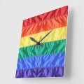 Rainbow Flag Gay Pride LGBTQ LGBT love is love Square Wall Clock | Zazzle