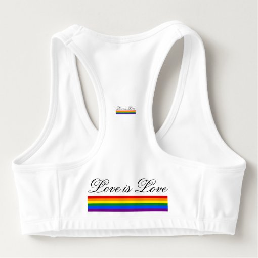Rainbow Flag LGBT Lesbian Gay Pride Love is Love Sports Bra | Zazzle