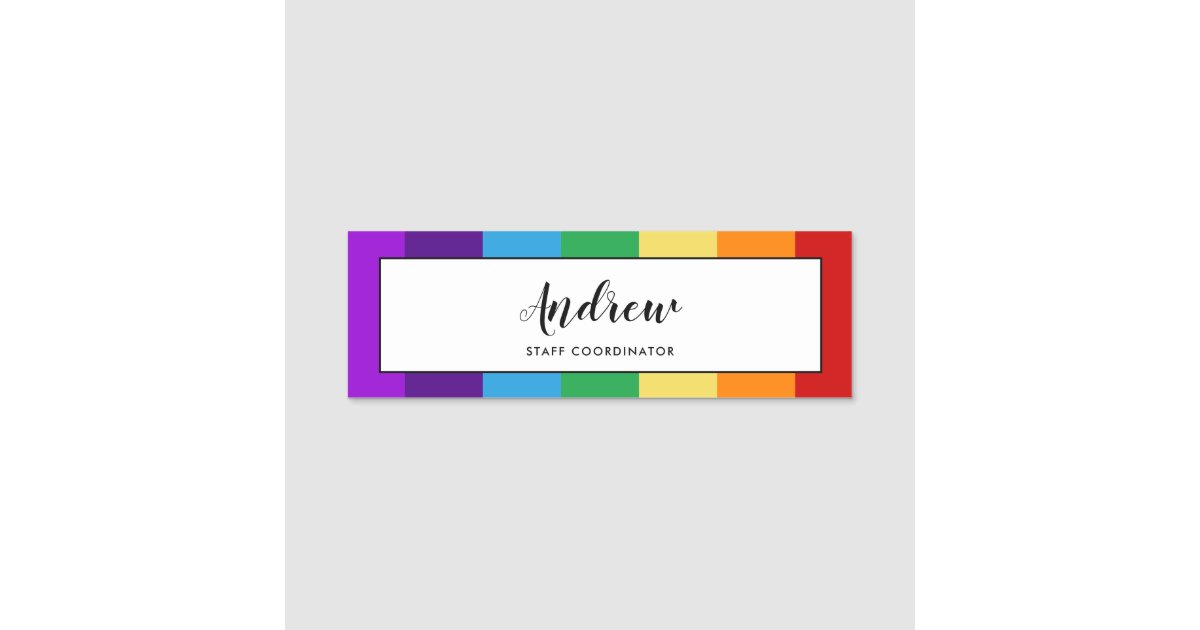 Rainbow flag name tag | Zazzle