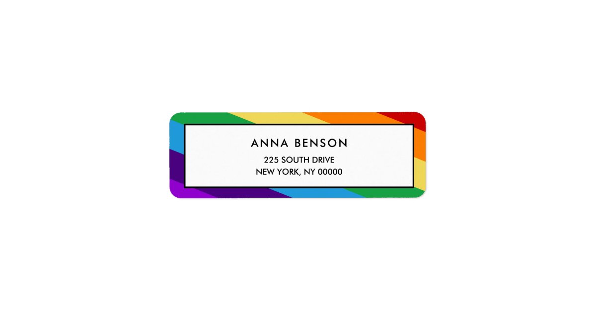Rainbow flag return address label | Zazzle
