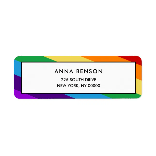 Rainbow flag return address label | Zazzle