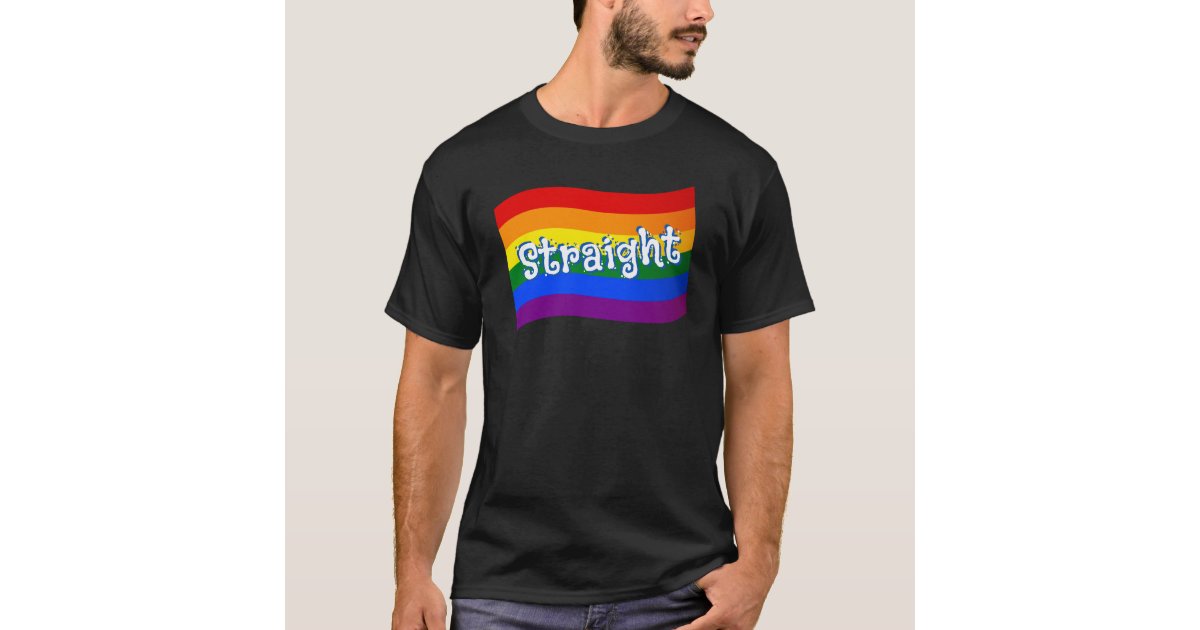 Rainbow Flag Straight PFLAG gay ally LGBT LGBTQ T-Shirt | Zazzle