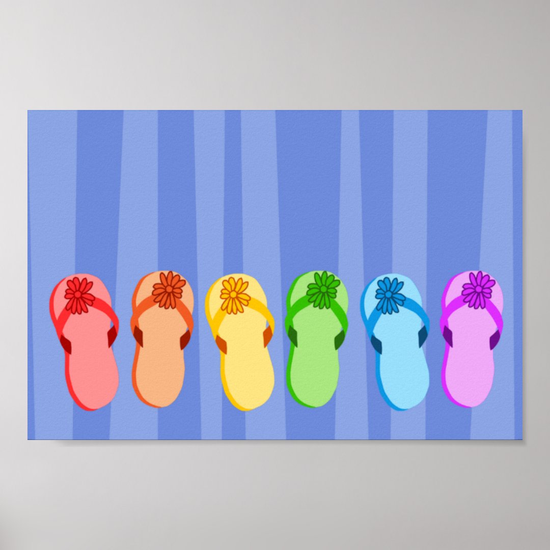 Rainbow Flip Flops Poster | Zazzle