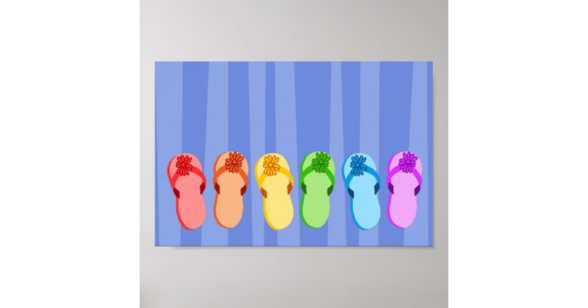 Rainbow Flip Flops Poster | Zazzle