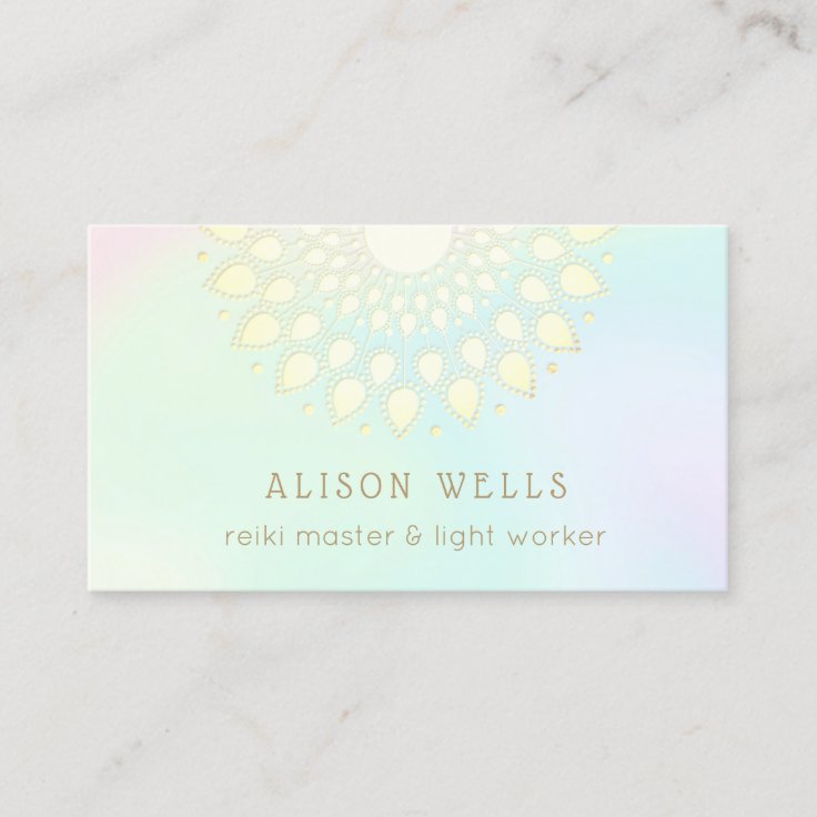 Rainbow Floral Lotus Mandala Energy Healer Business Card | Zazzle