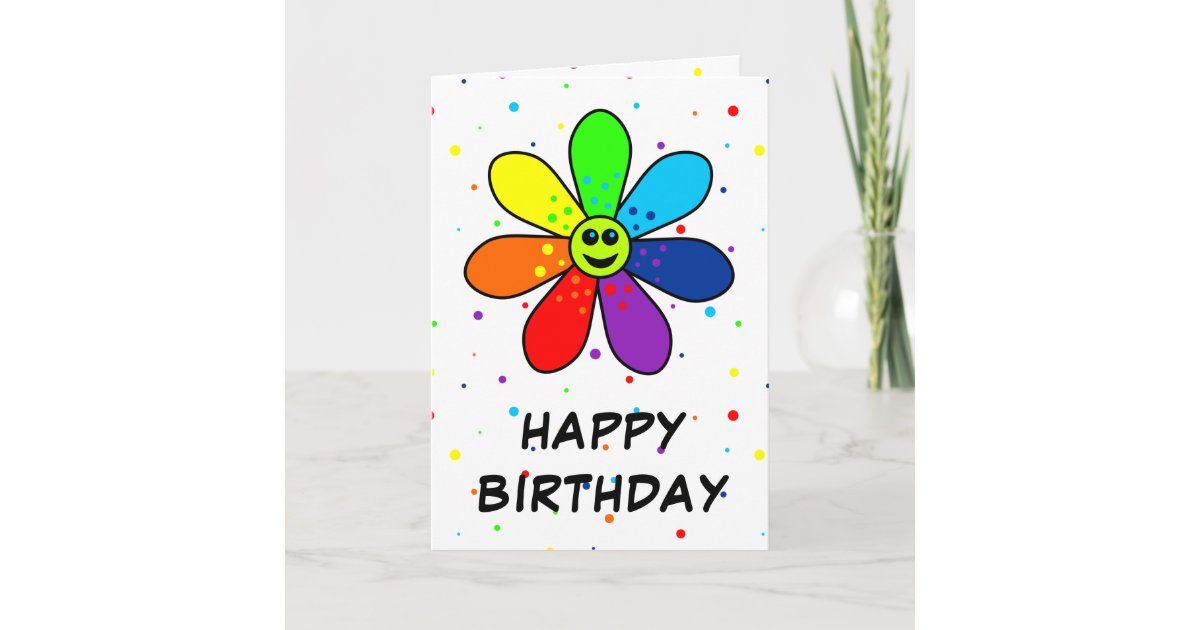 Rainbow Flower Birthday Card | Zazzle