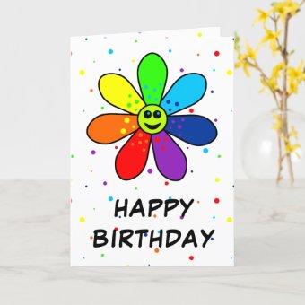 Rainbow Flower Birthday Card | Zazzle