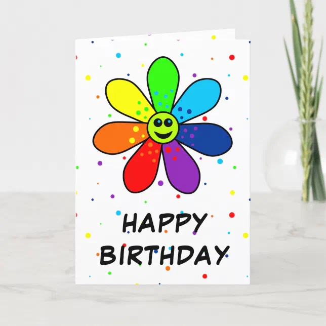 Rainbow Flower Birthday Card | Zazzle