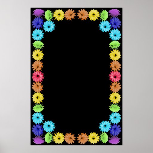 Rainbow Flower Border Posters | Zazzle