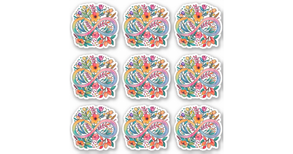 Rainbow Flower Infinity Symbol | Autism Acceptance Sticker | Zazzle