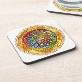 Rainbow Flower of Life Coaster | Zazzle