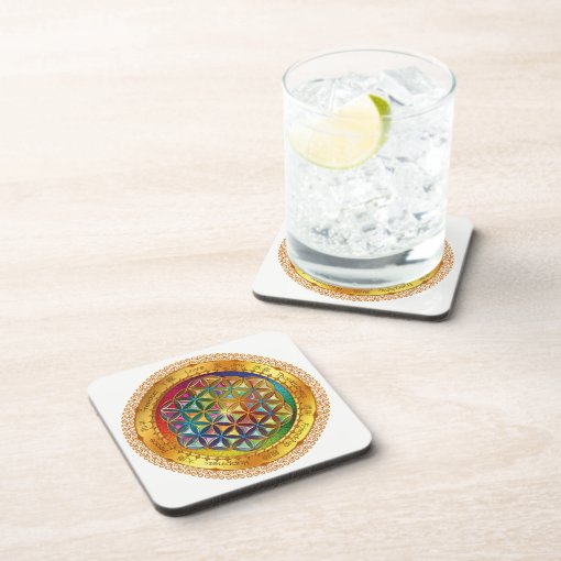 Rainbow Flower of Life Coaster | Zazzle