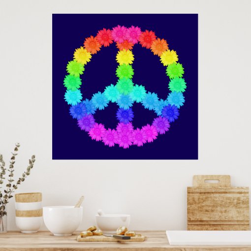 Rainbow Flower Peace Sign Poster | Zazzle
