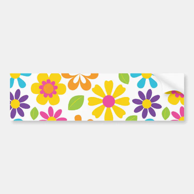 Rainbow Flower Power Hippie Retro Teens Gifts Bumper Sticker | Zazzle