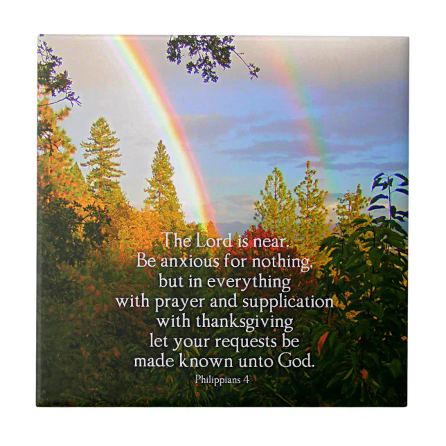 Rainbow Forest Christian Scripture Bible Verse Ceramic Tile | Zazzle