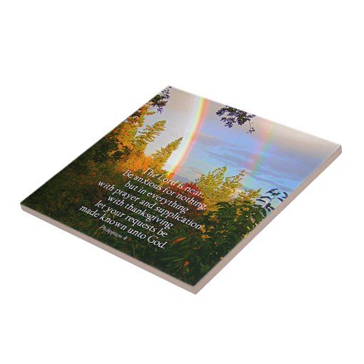 Rainbow Forest Christian Scripture Bible Verse Ceramic Tile | Zazzle